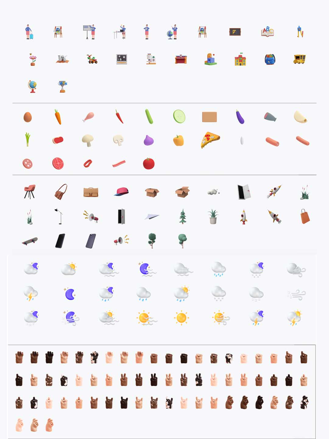 1000个3D插画人物角色、手势、icon图标、道具素材figma源文件下载