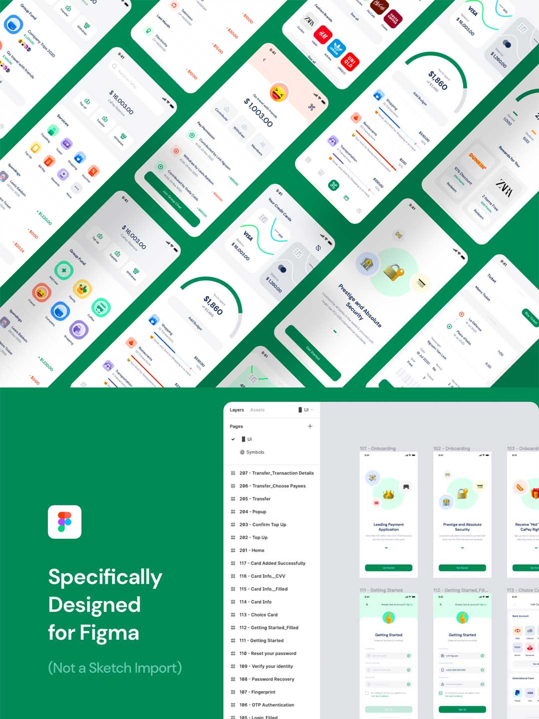 68页电子钱包，金融支付app UI素材sketch、figma源文件