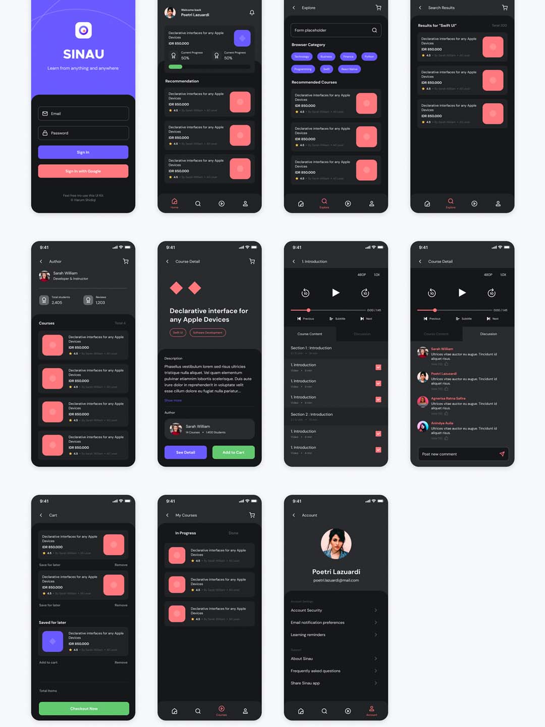 20页在线教育UI界面设计figma源文件