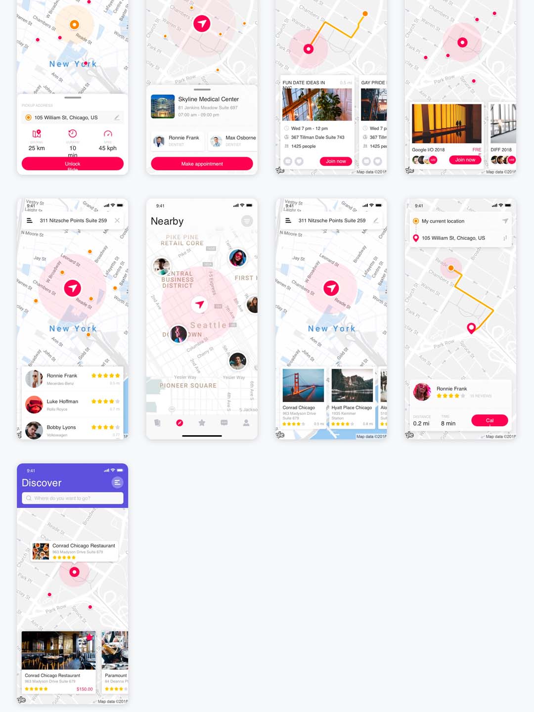 30个地图相关APP 导航UI素材下载，地图UIapp UI资源下载，地图UI源文件sketch源文件