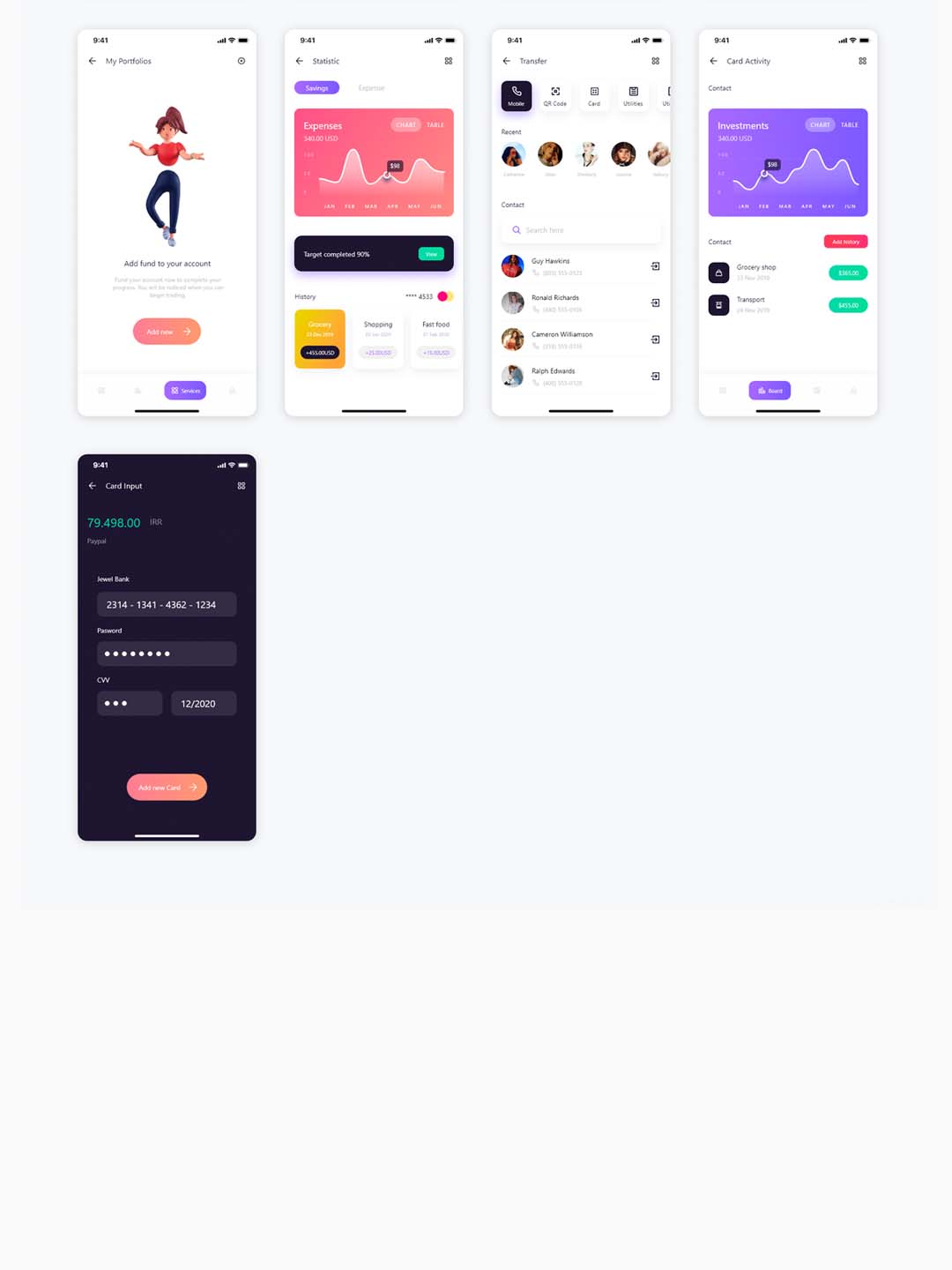 40页金融理财，银行金融app ui .xd .fig .sketch素材下载