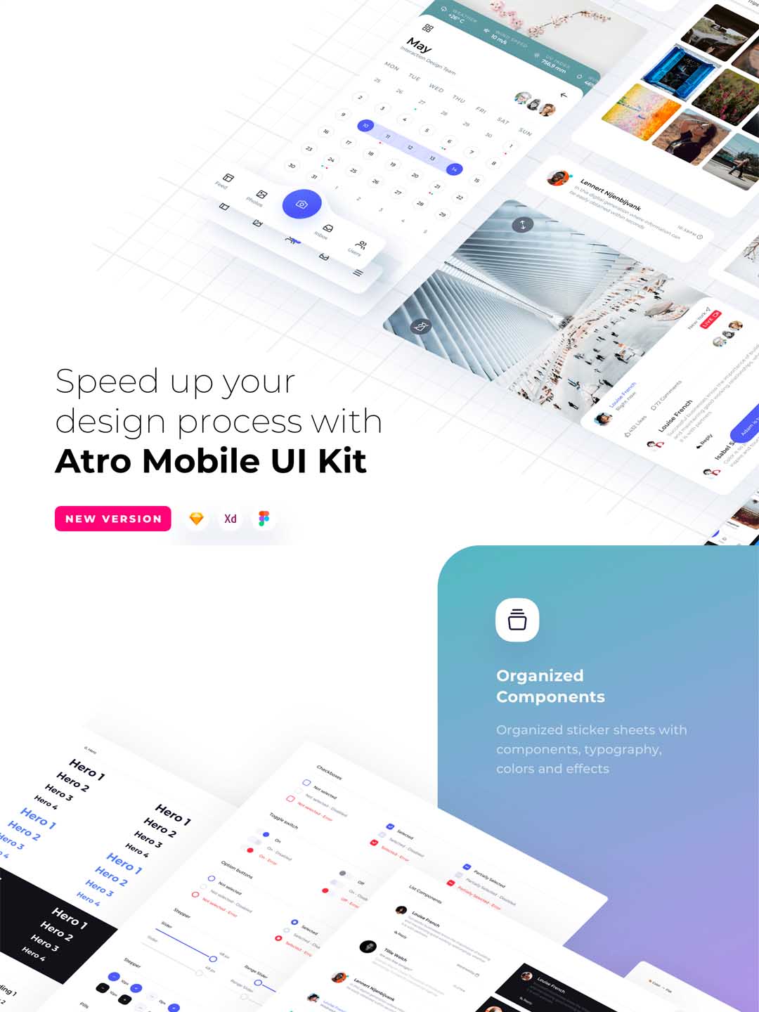 一套移动APP UI设计套件包含 fig,sketch,xd源文件