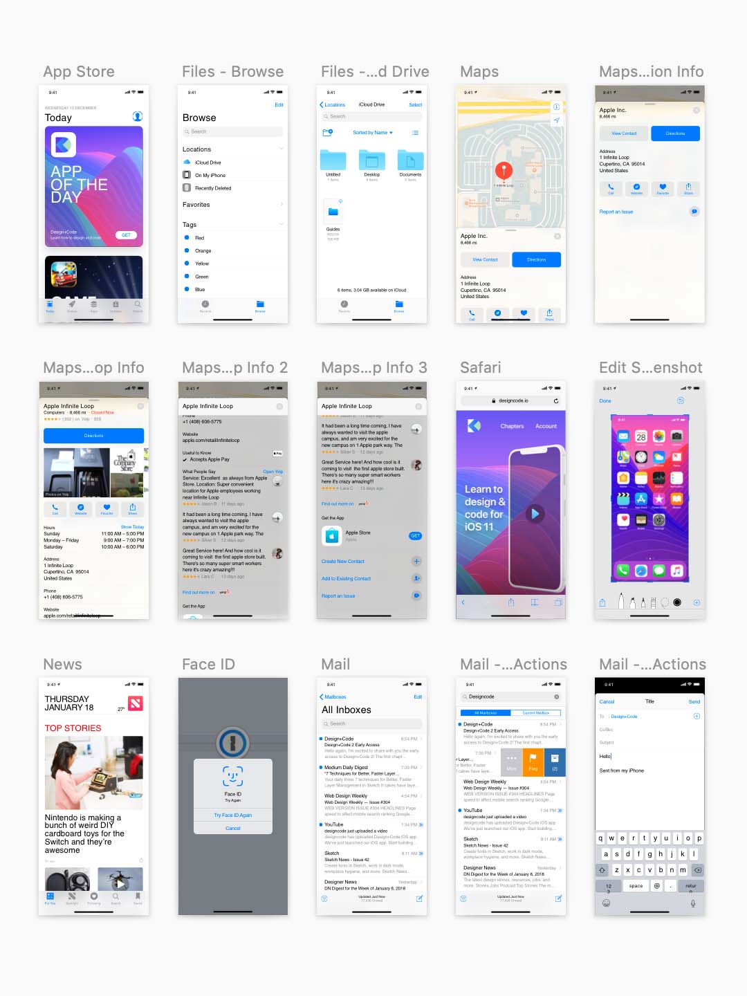 苹果X素材，包含iOS 11的颜色系统，排版和UI元素，sketch源文件