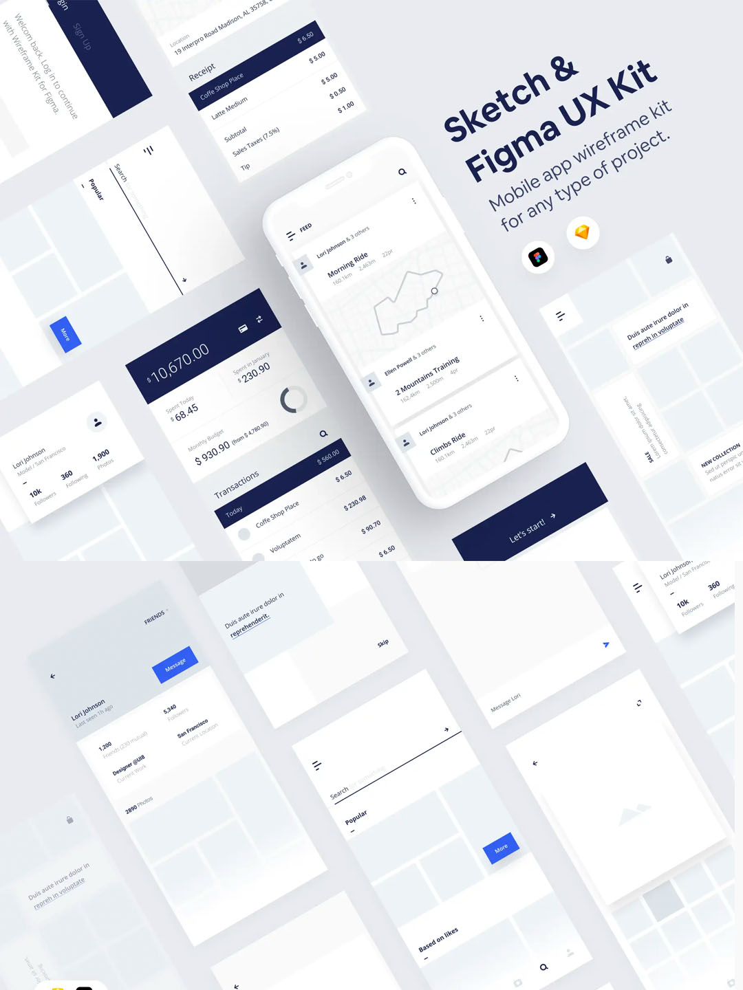 60页ui高保真原型图 App原型图源文件figma、sketch 和 Xd下载