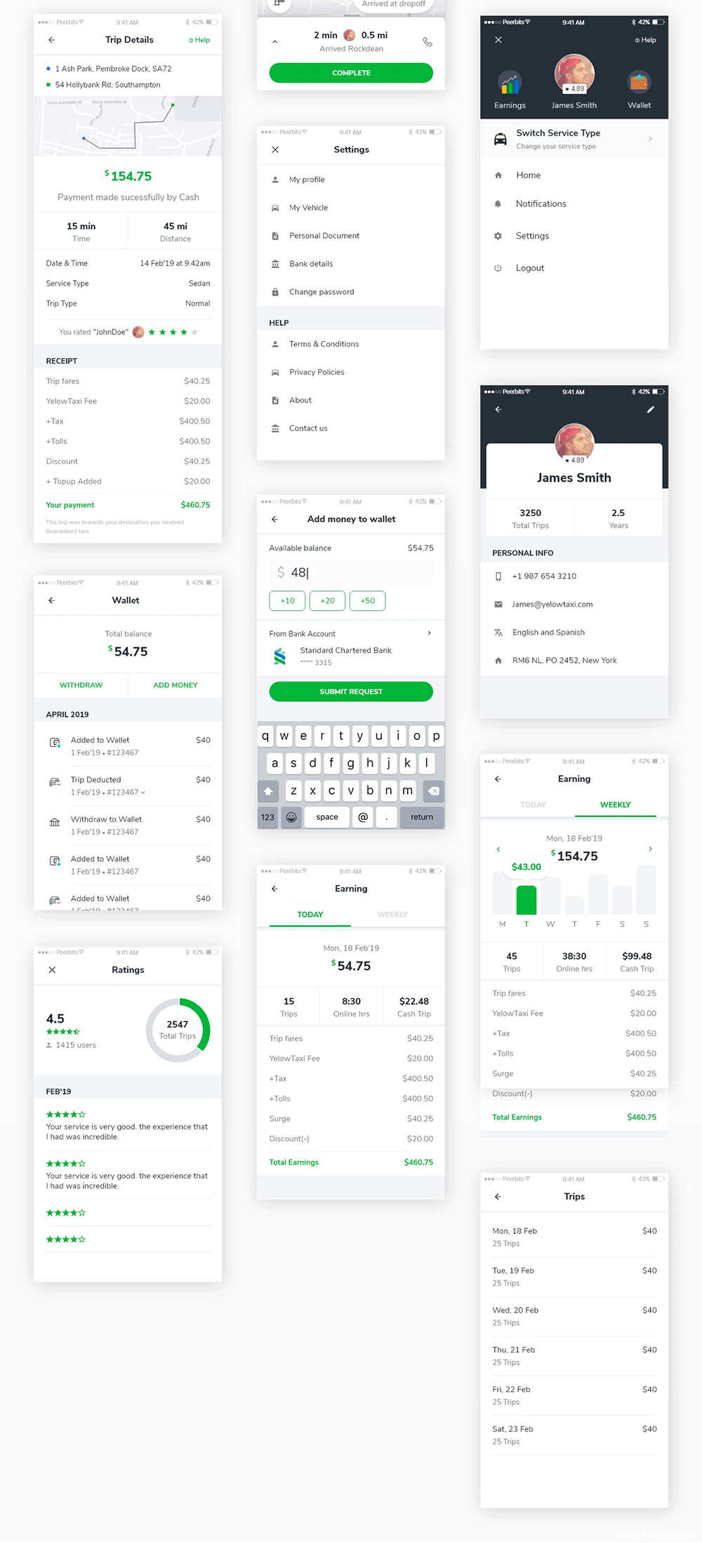 出租车、滴滴、Uber类似的成套打车app uikit,XD资源下载