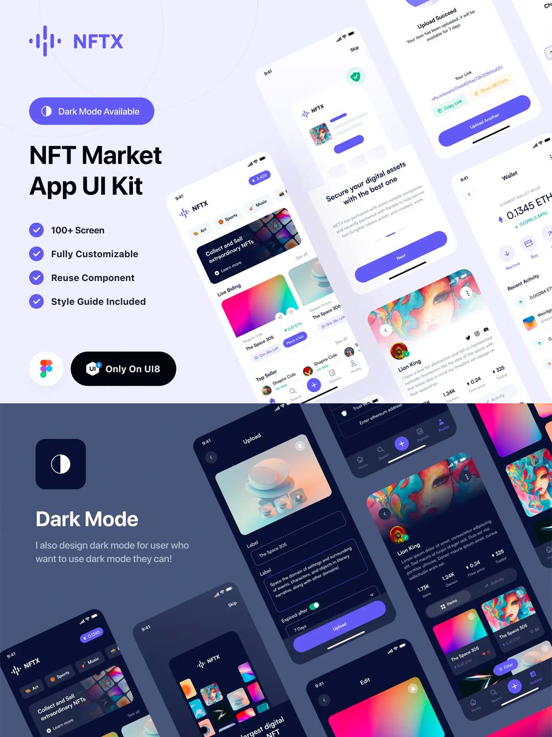 精品NFT市场App应用程序UI资源套件figma源文件下载